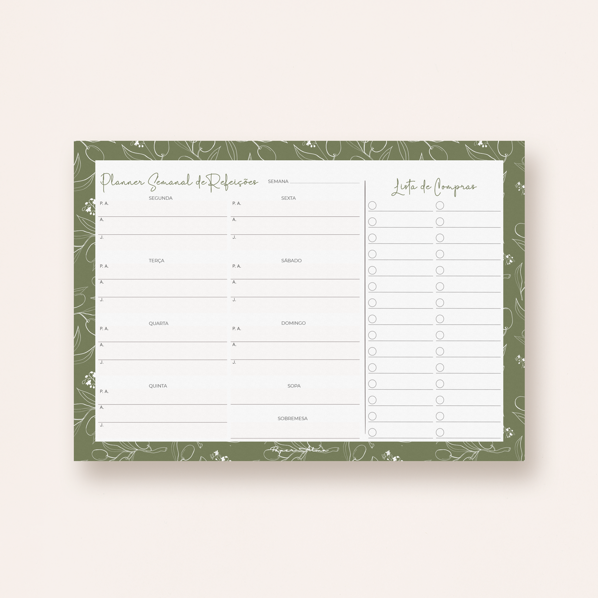 Planner Semanal de Refeições | Floral – Paper Alma